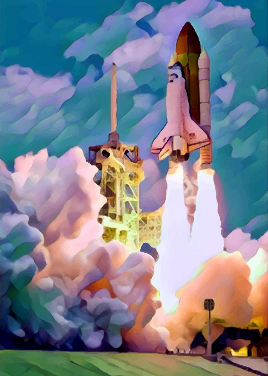 'Space Shuttle Launch' Poster, picture, metal print, paint by Rozi Art ...
