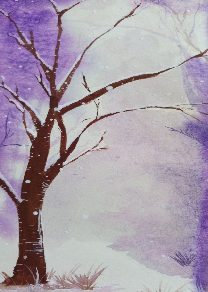 'Alone Snow' Poster, picture, metal print, paint by Apple Aviles | Displate