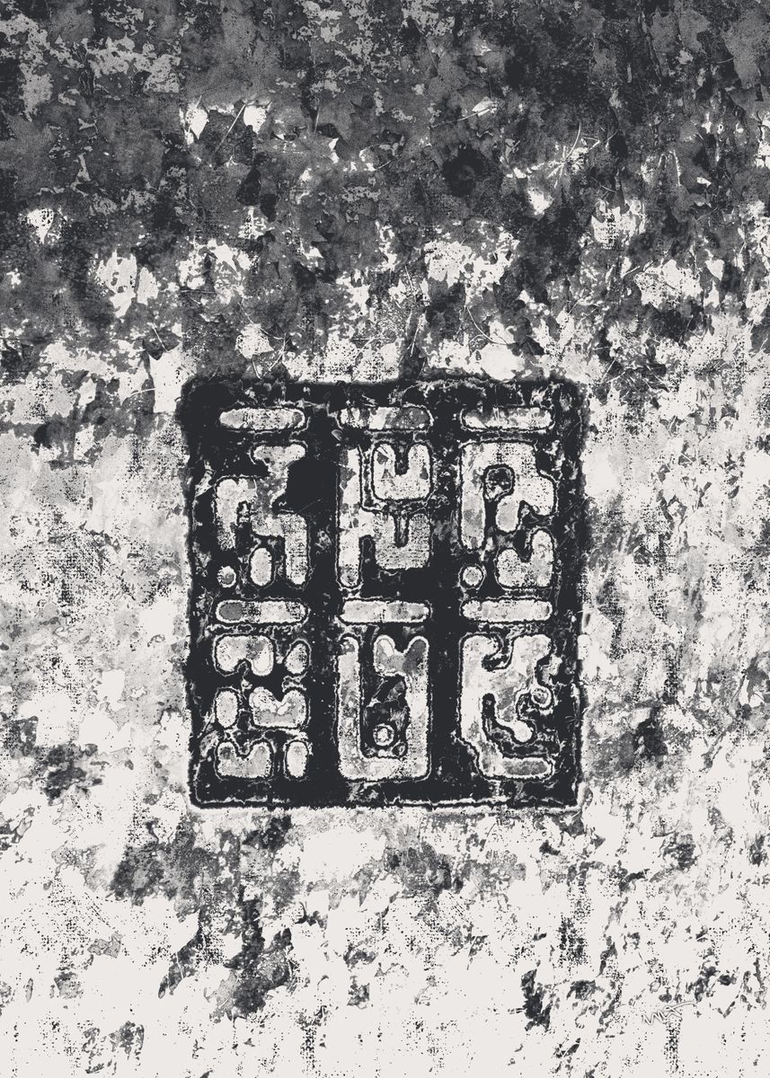 'CRYPTIC SPACE GLYPHS II' Poster, picture, metal print, paint by ...