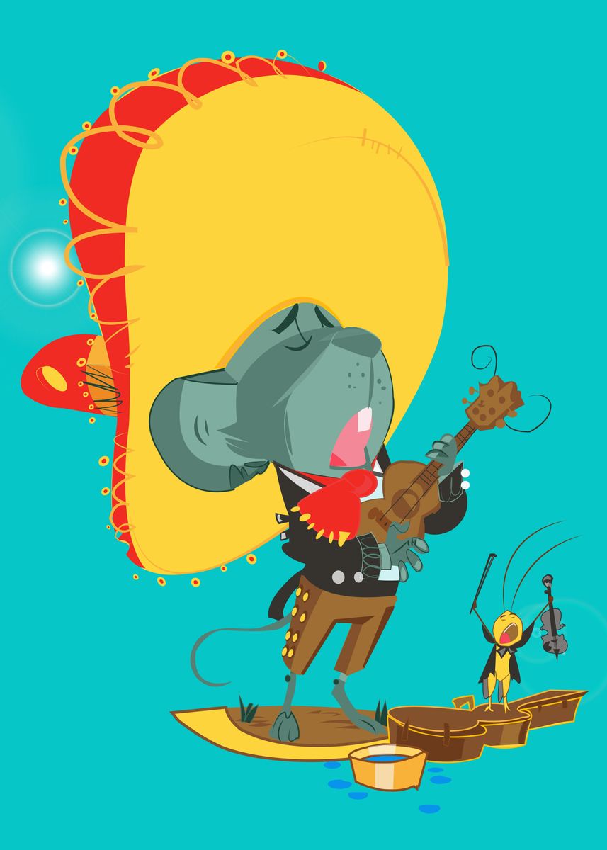 'The musician rat' Poster, picture, metal print, paint by Opal 6 Zones ...