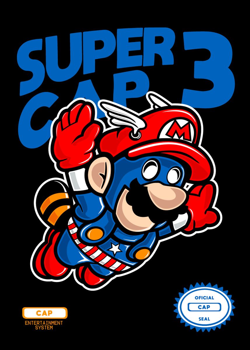 'super cap bross' Poster, picture, metal print, paint by Eoli Studio ...