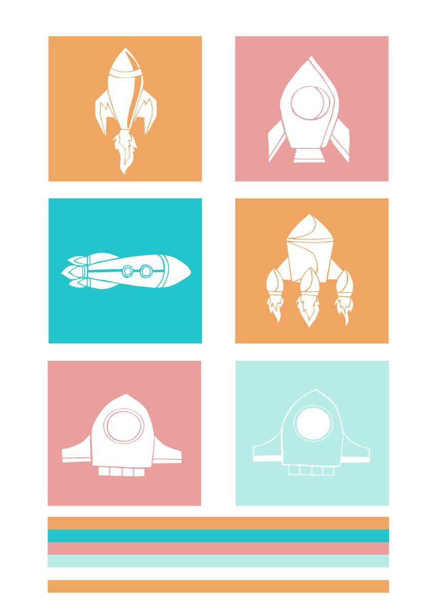 'RocketShip Cute Colorful' Poster by Maricris M | Displate