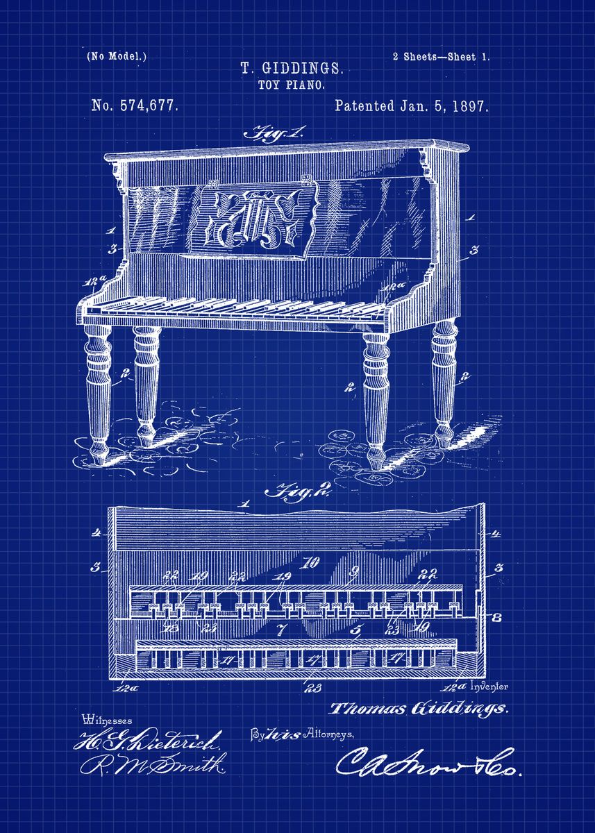 '1897 Toy Piano Patent' Poster by Neo Design | Displate