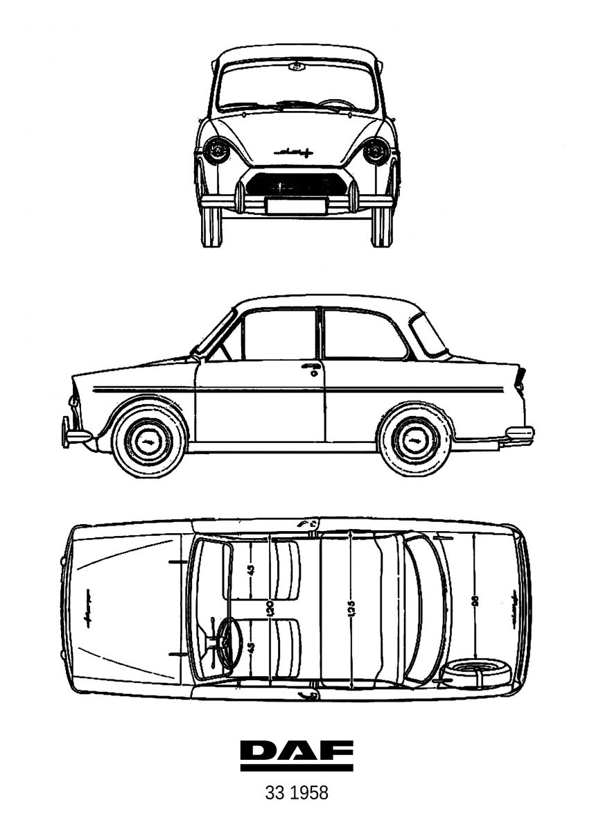 'BNW DAF 33 1958' Poster, picture, metal print, paint by DAVID CARL ...