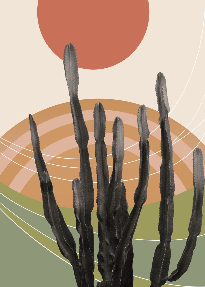 'Cactus in the Desert 3 ' Poster, picture, metal print, paint by Anita ...