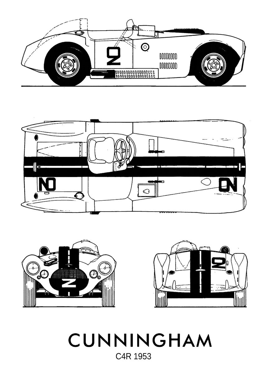 'BNW Cunningham C4R 1953' Poster, picture, metal print, paint by DAVID ...
