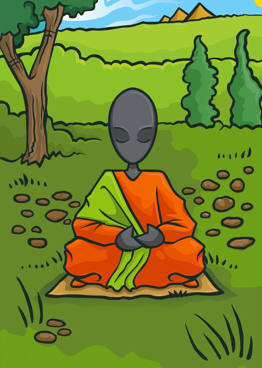 'Alien Zen' Poster, picture, metal print, paint by Ilustra Ideia | Displate