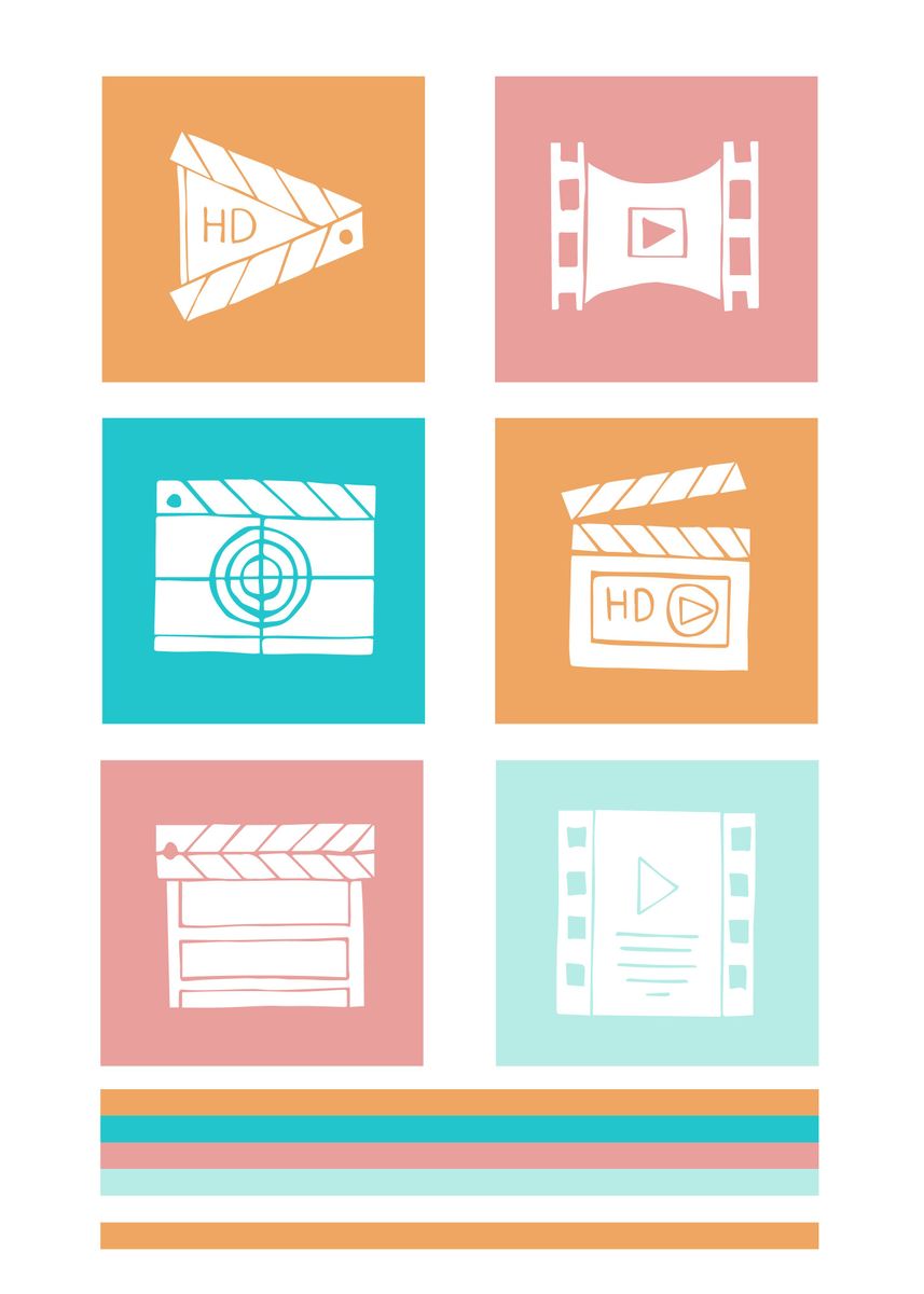 'Video Film Cute Colorful' Poster, picture, metal print, paint by ...