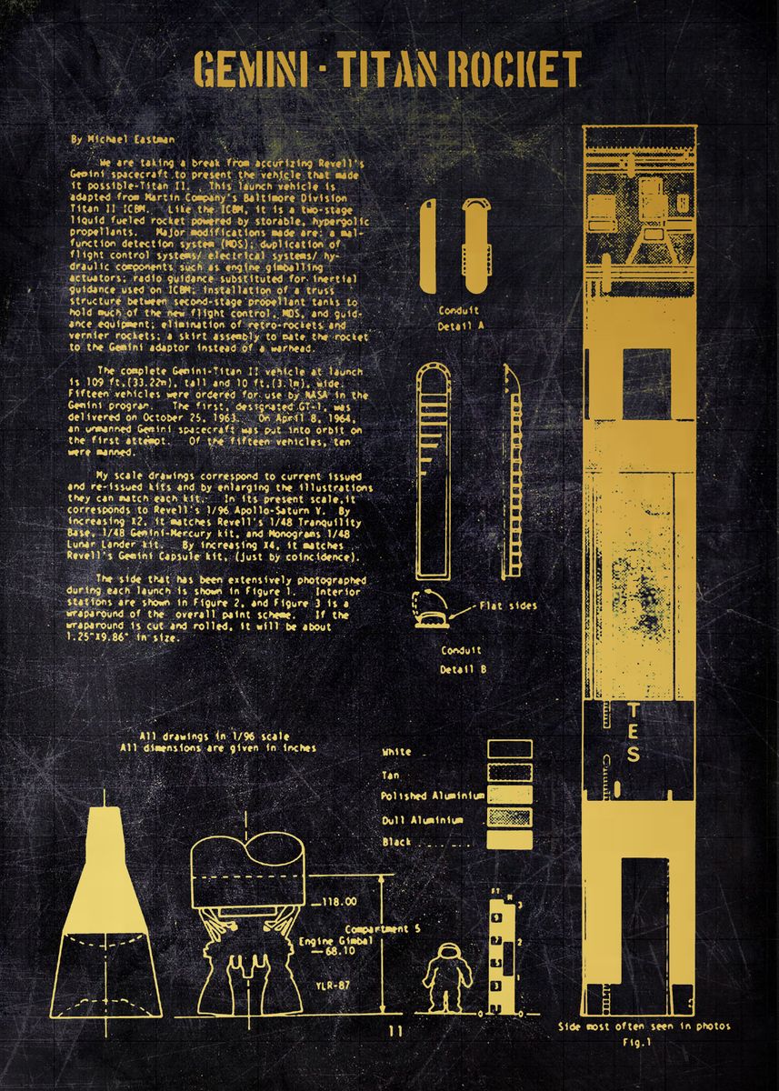 'GEMINI TITAN ROCKET' Poster, picture, metal print, paint by MAXART ...