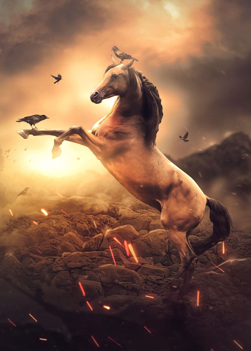 'The Powerful Horse' Poster, picture, metal print, paint by Zenzdesign ...