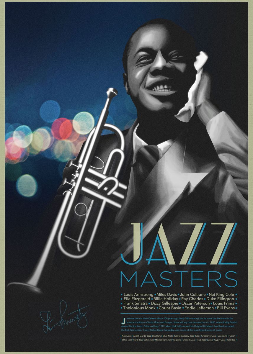 'Jazz Masters' Poster, picture, metal print, paint by Fadilr R | Displate