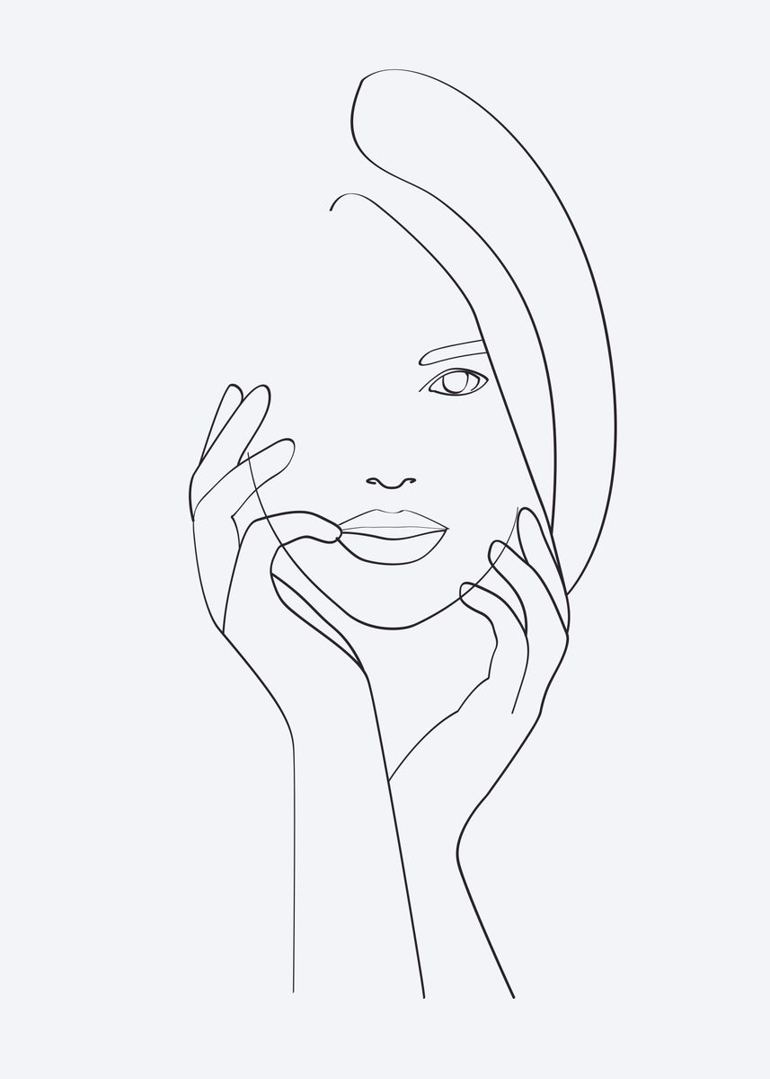 'hands on face portrait ' Poster by minimons | Displate