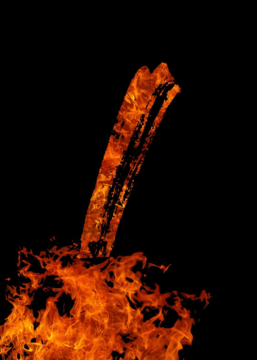 'Burning on Fire Letter I' Poster, picture, metal print, paint by ...