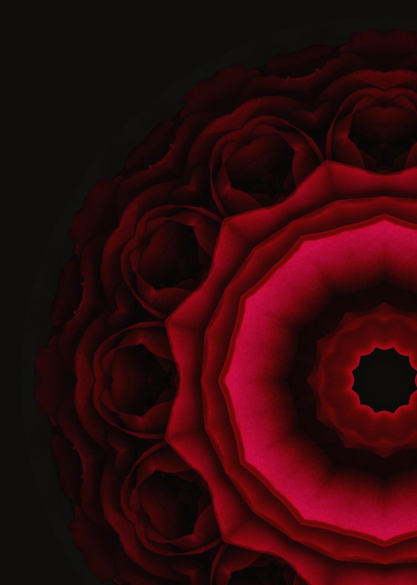 'Red Rose Mandala' Poster, picture, metal print, paint by Teresita ...