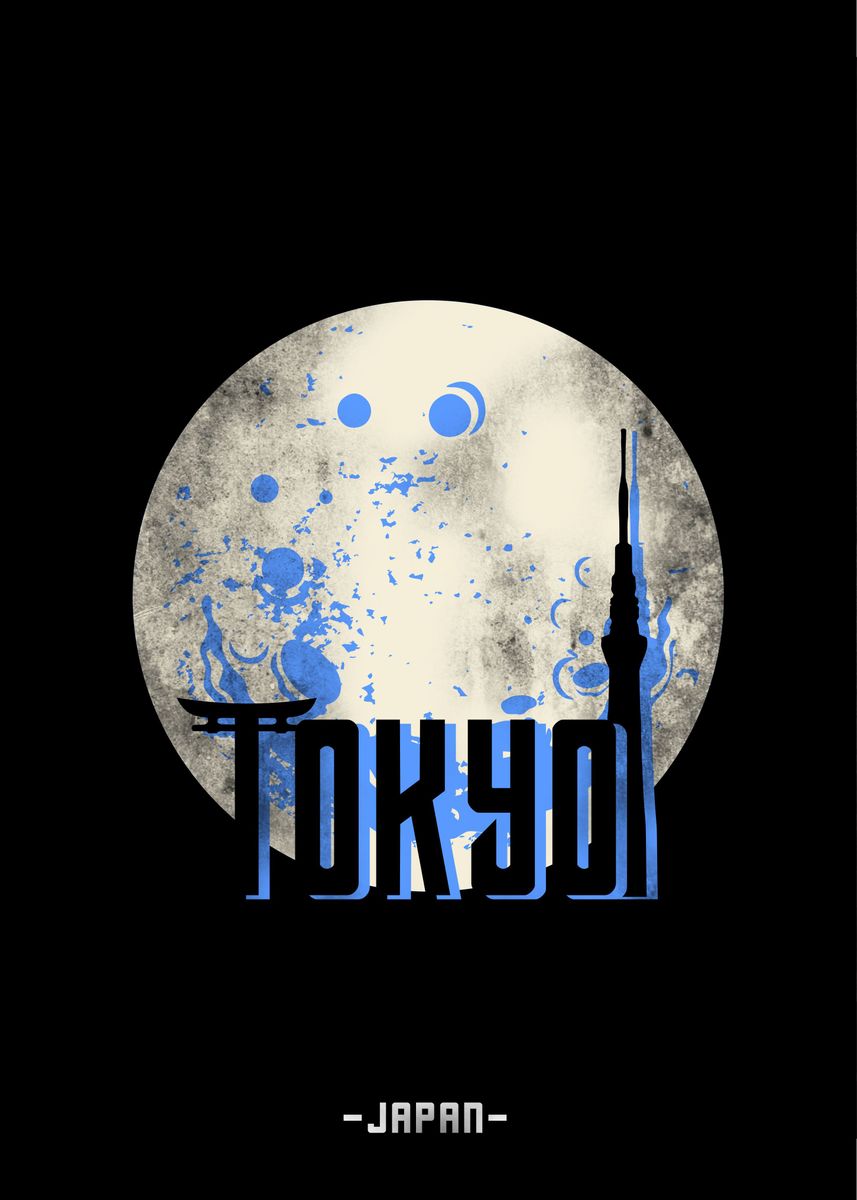 'Full Moon Tokyo' Poster, picture, metal print, paint by TropicsTea ...