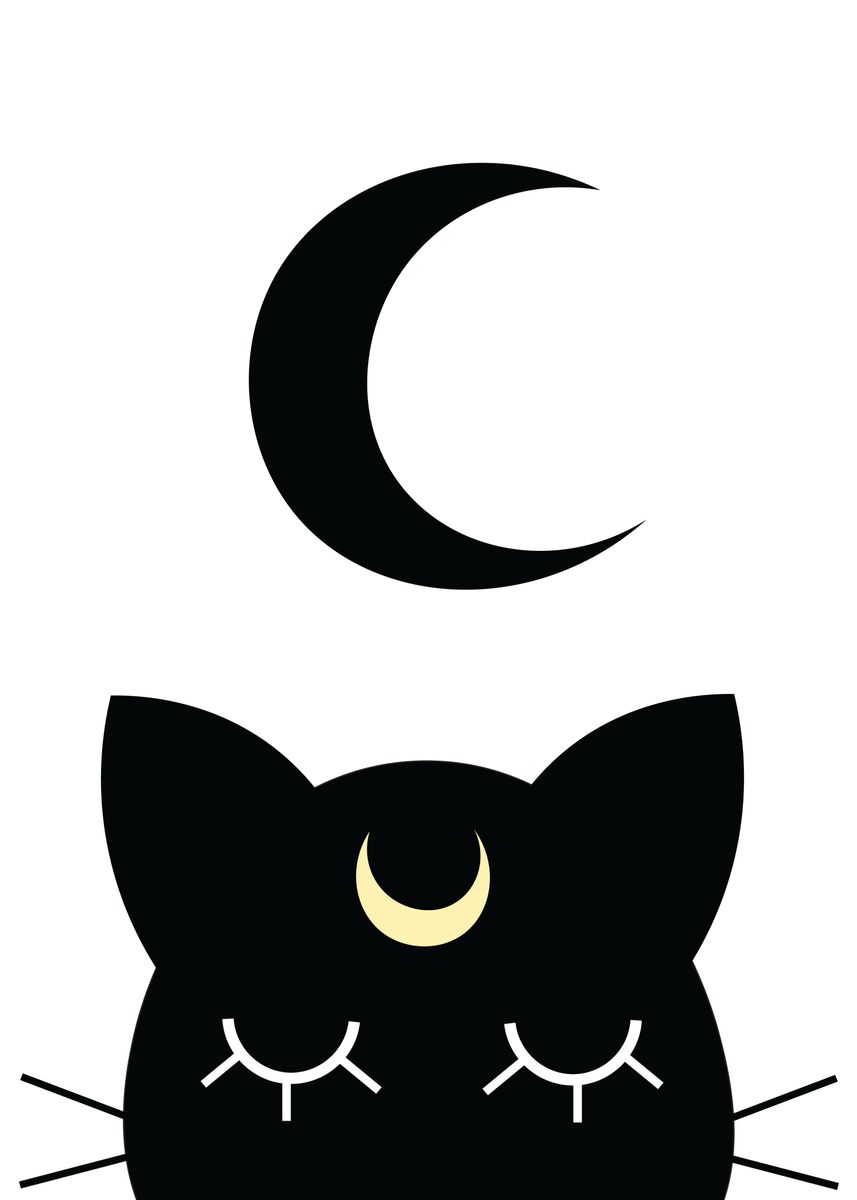 'Moon Cat' Poster, picture, metal print, paint by Amanda Neves | Displate