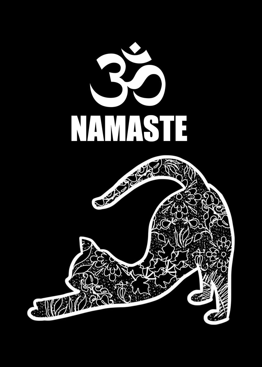 'Namaste Downward Cat Asana' Poster, picture, metal print, paint by ...