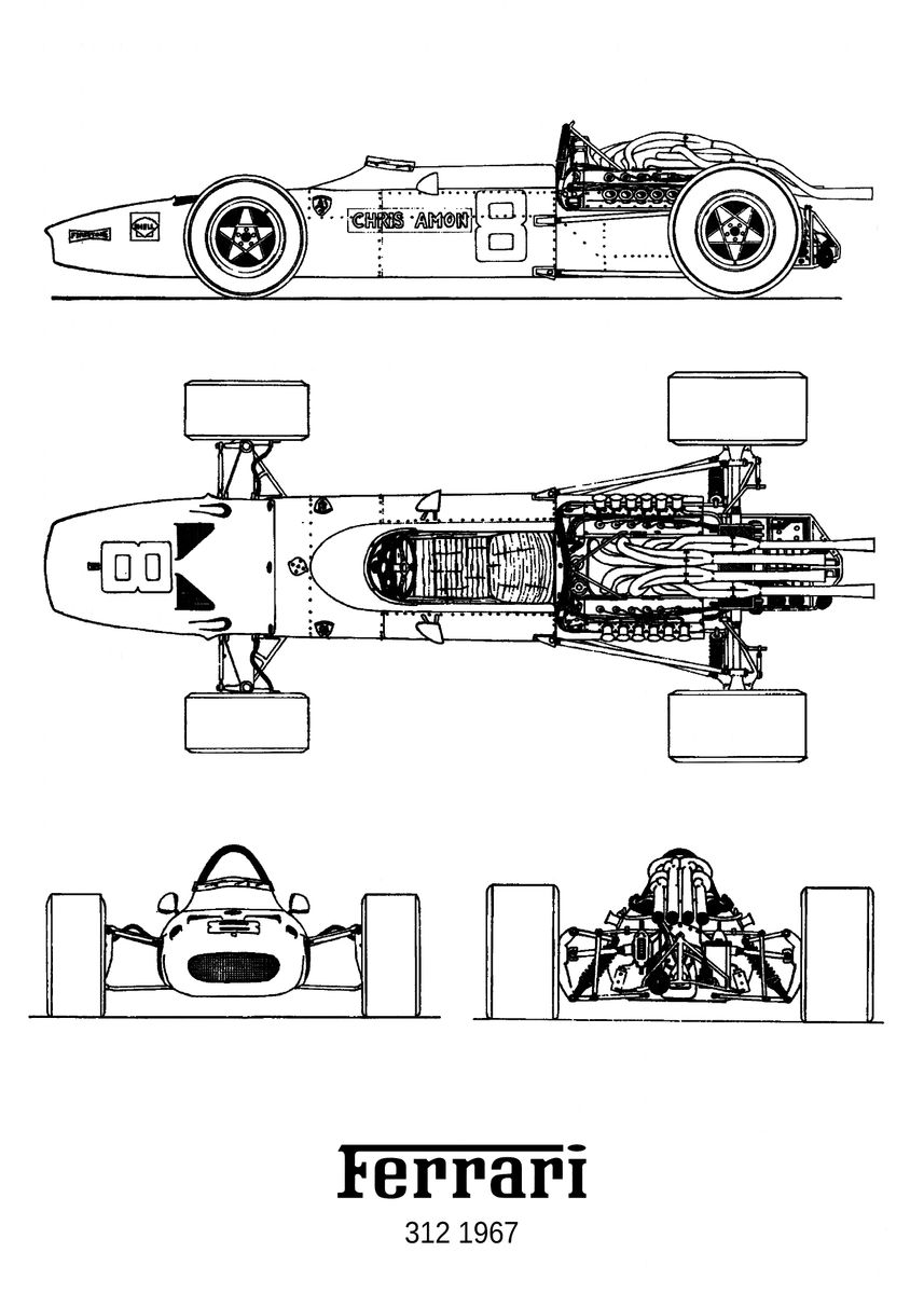 'BNW Ferrari 312 1967' Poster, picture, metal print, paint by DAVID ...