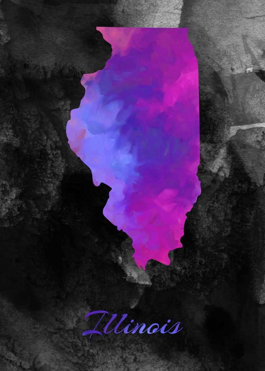'Illinois' Poster, picture, metal print, paint by Mr Maker | Displate
