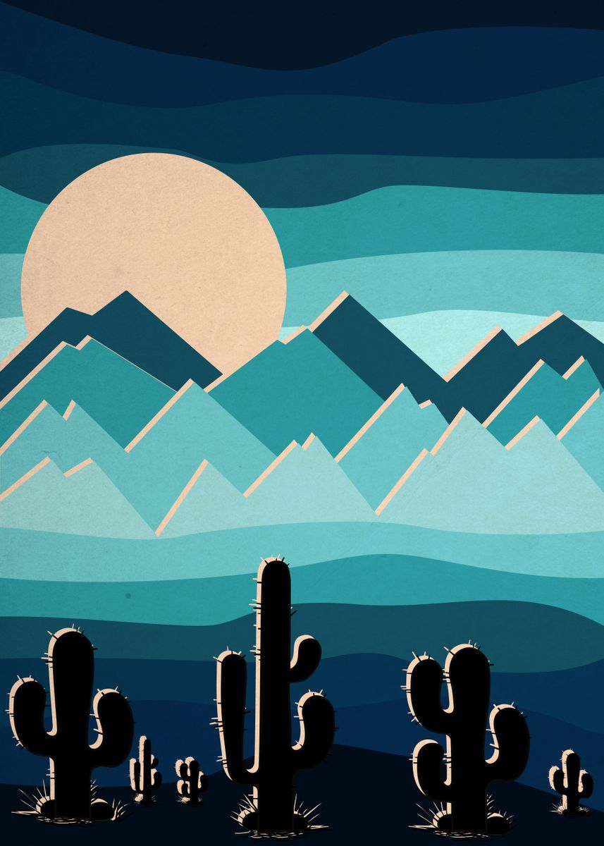 'Cactus Blue rft' Poster, picture, metal print, paint by Sambel Pedes ...