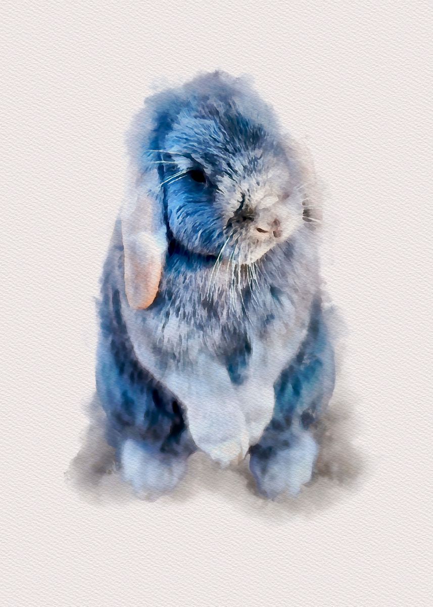 'Blue Baby Bunny' Poster, picture, metal print, paint by Sergey Sedunov ...