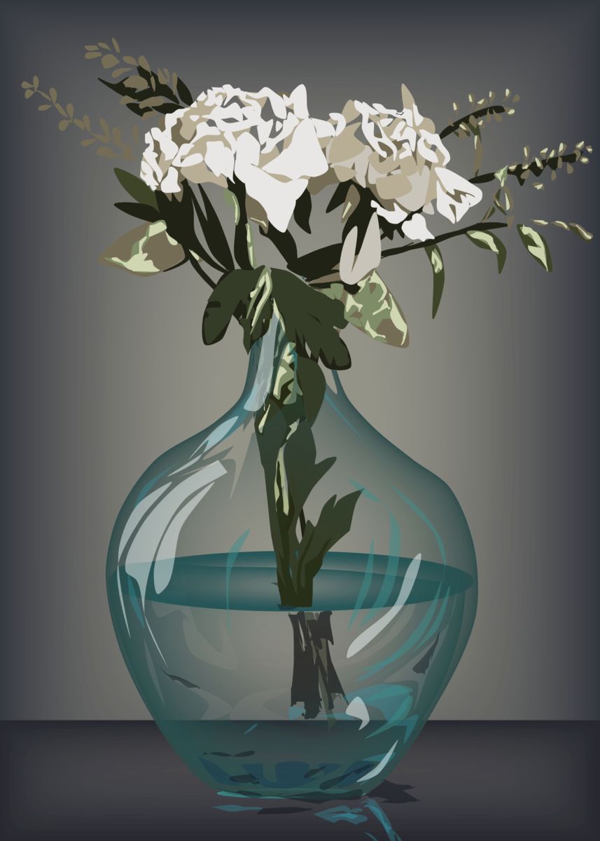 'flowers still life' Poster, picture, metal print, paint by Nesrin ...