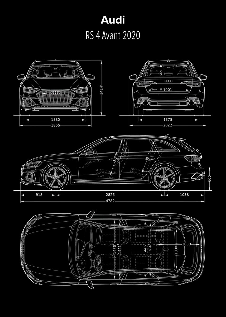 'Audi RS 4 Avant 2020' Poster, picture, metal print, paint by Colorfux ...