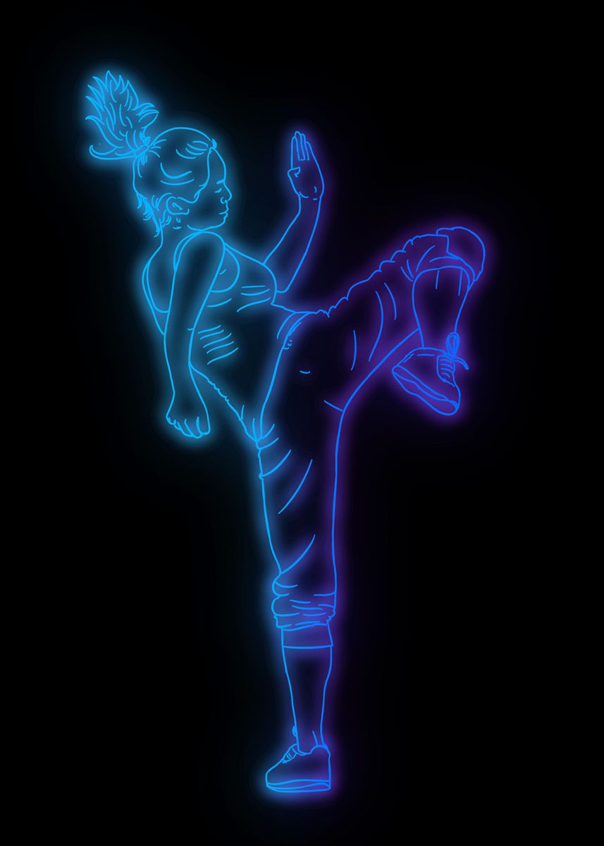 'neon fighter 2' Poster, picture, metal print, paint by dam art | Displate