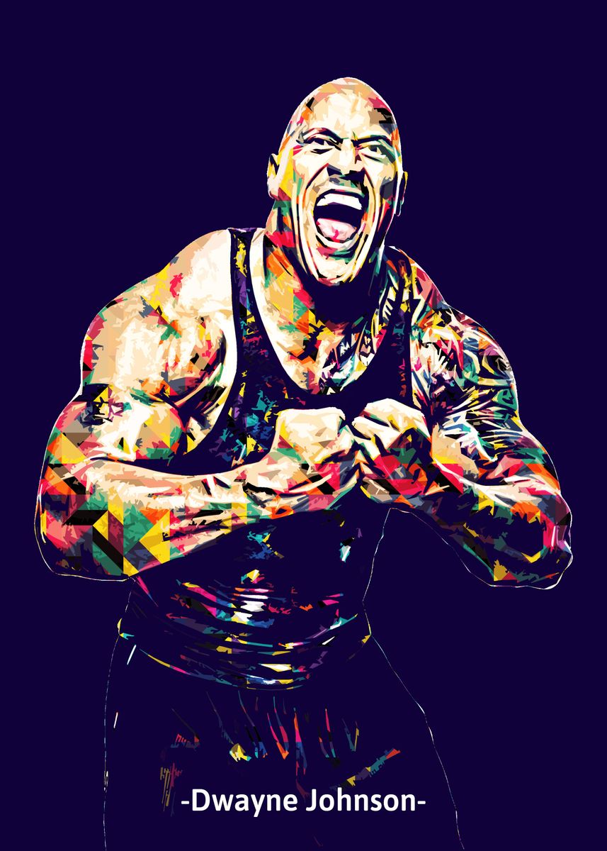 'Colorful Dwayne Johnson 1' Poster, picture, metal print, paint by Roni ...
