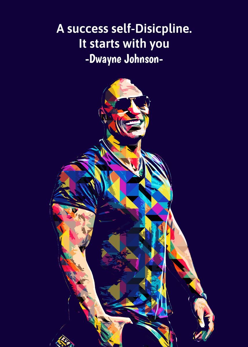 'Colorful Dwayne Johnson 3' Poster, picture, metal print, paint by Roni ...