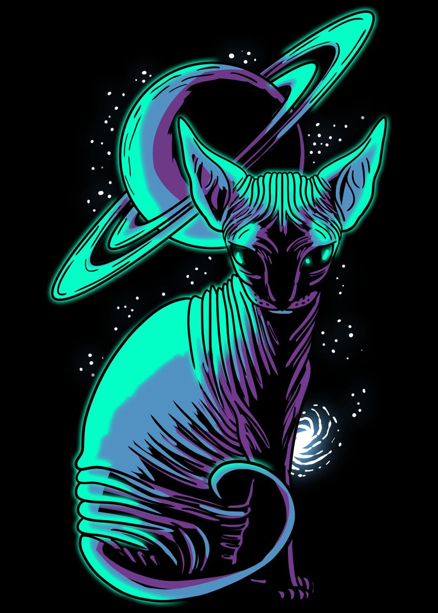 'Galaxy Saturn Sphynx' Poster, picture, metal print, paint by ...