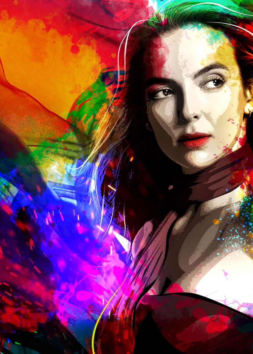 'Jodie Comer' Poster, picture, metal print, paint by Micho Abstract ...