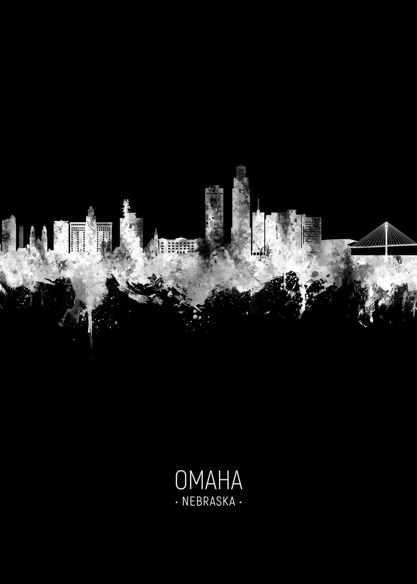 'Omaha Skyline Nebraska' Poster, picture, metal print, paint by Michael ...