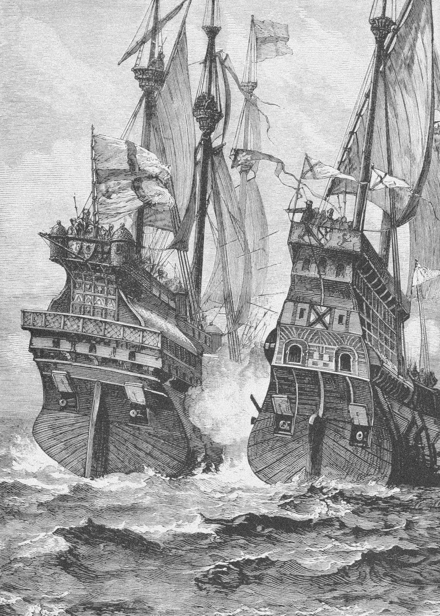 'British Navy vs Pirates' Poster, picture, metal print, paint by ...