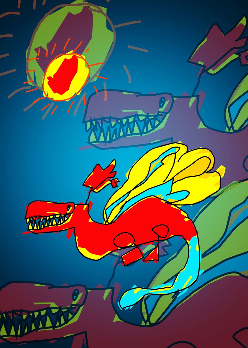 'Dragon and sun' Poster, picture, metal print, paint by ARNOLD DC ...