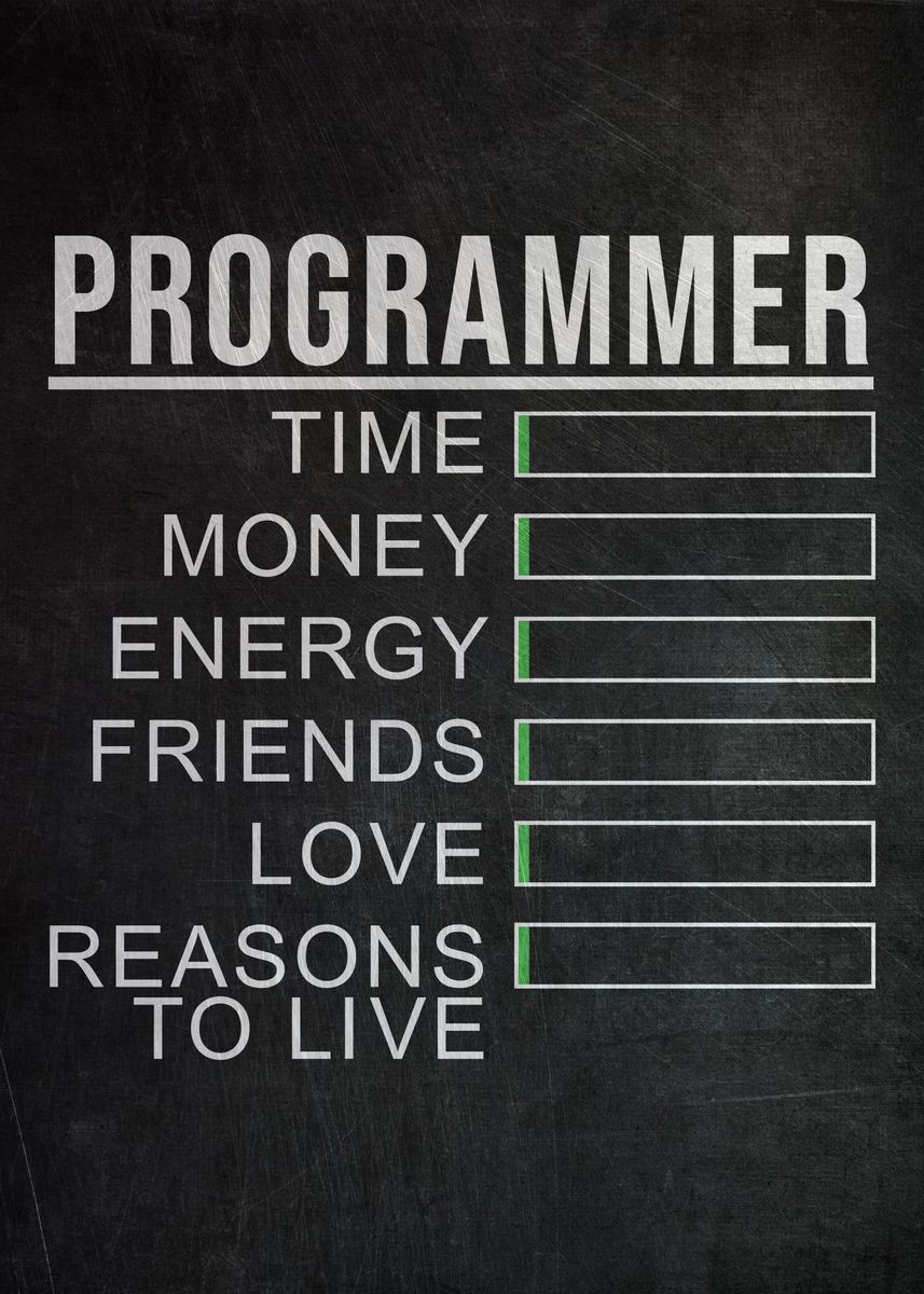 'Programmer Stats' Poster, picture, metal print, paint by PosterWorld | Displate