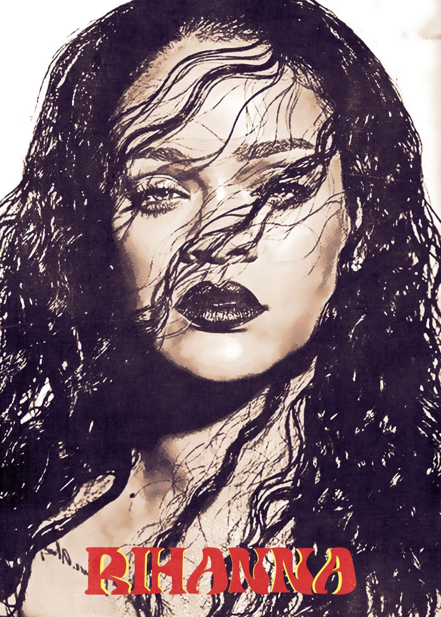'Rihanna' Poster, picture, metal print, paint by Anxhela Sufa | Displate