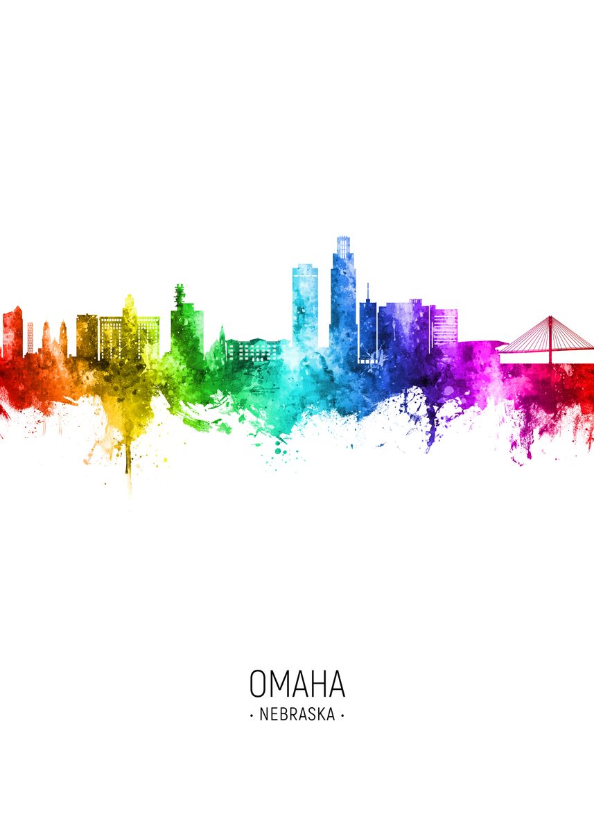 'Omaha Skyline Nebraska' Poster, picture, metal print, paint by Michael ...
