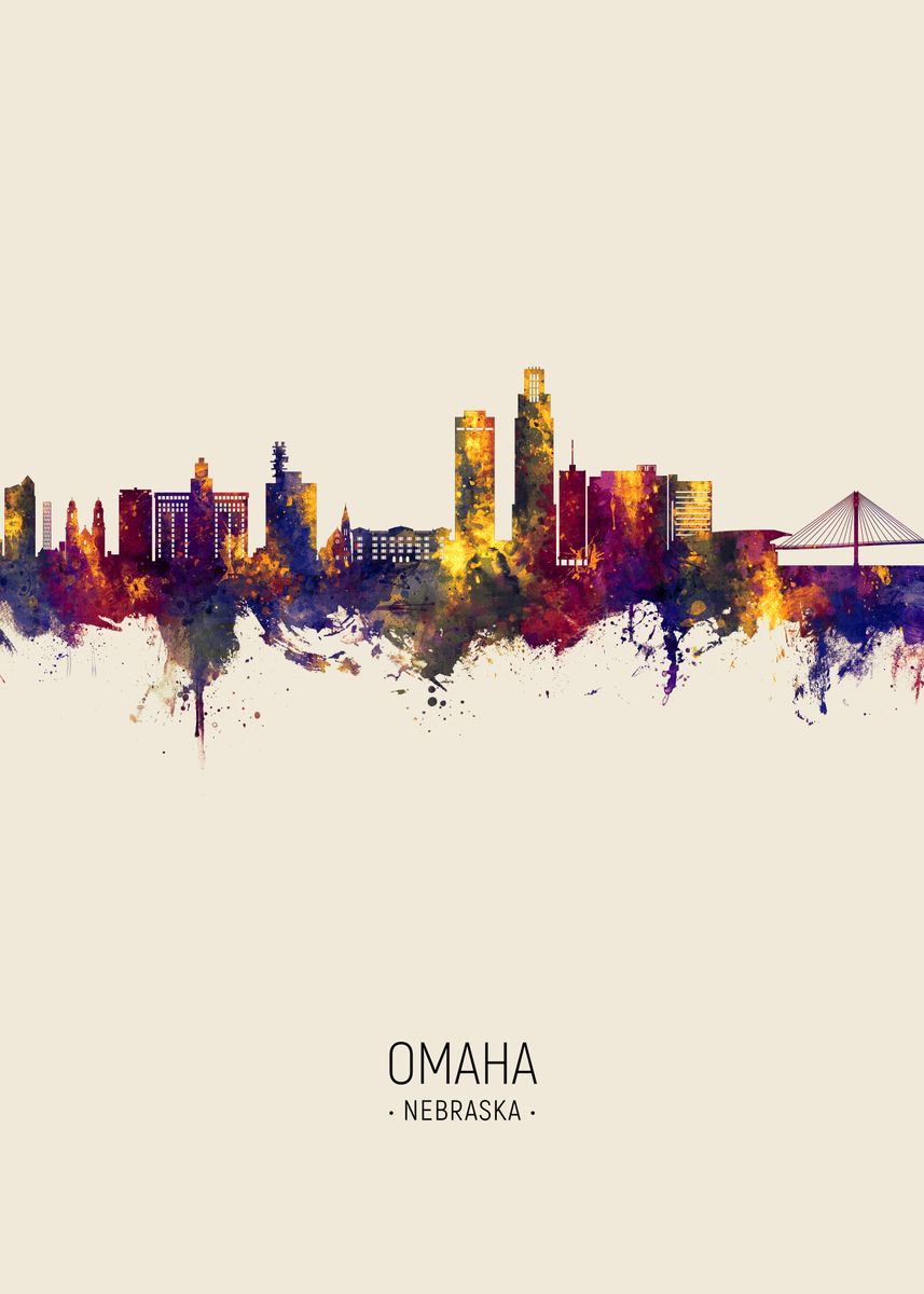 'Omaha Skyline Nebraska' Poster, picture, metal print, paint by Michael ...