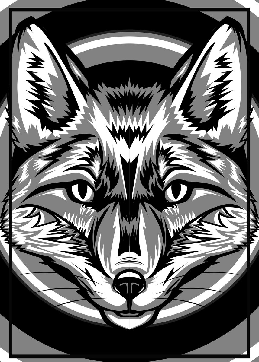 'SPIRIT FOX BW' Poster, picture, metal print, paint by NOAHRIA ARTS ...