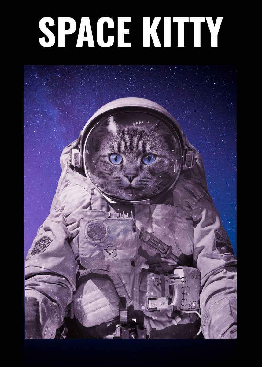 'Space Kitty Astronaut' Poster, picture, metal print, paint by Max Ronn ...