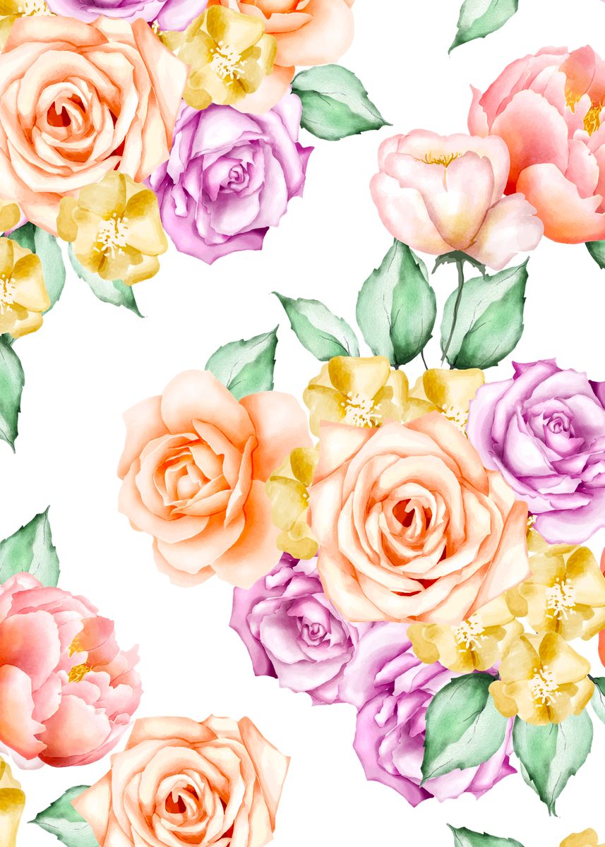 'roses ' Poster, picture, metal print, paint by Haroulita kav | Displate