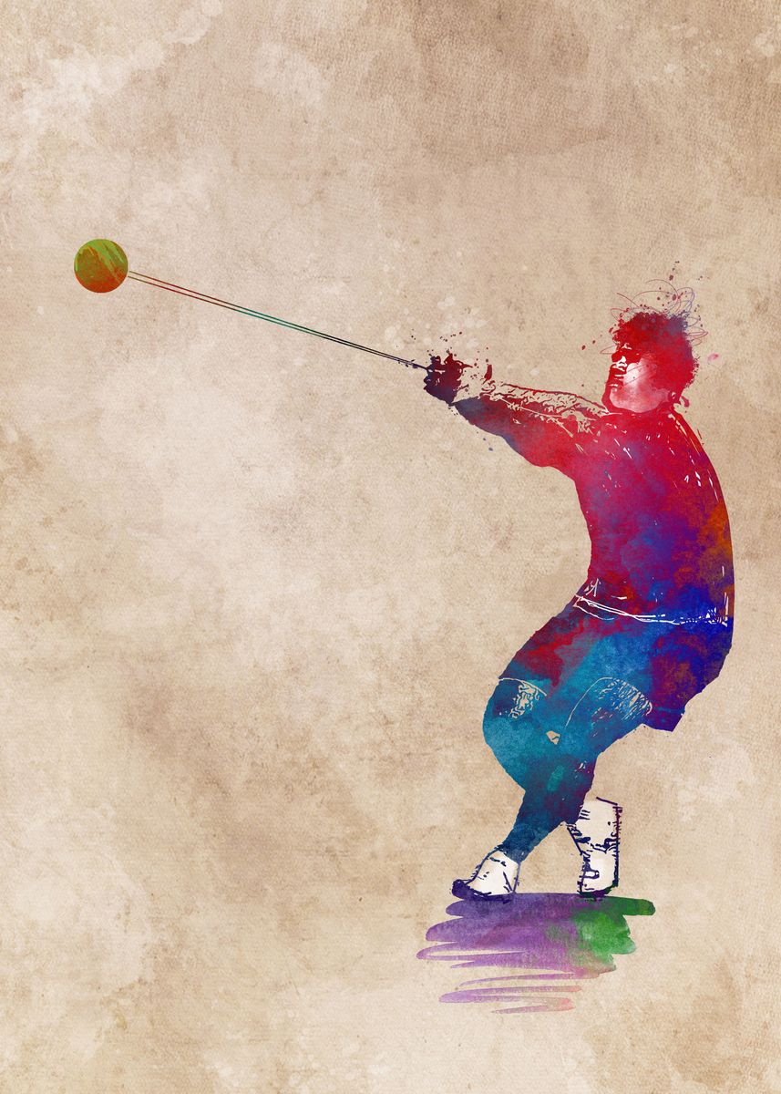 'hammer throw' Poster, picture, metal print, paint by JBJart Justyna ...