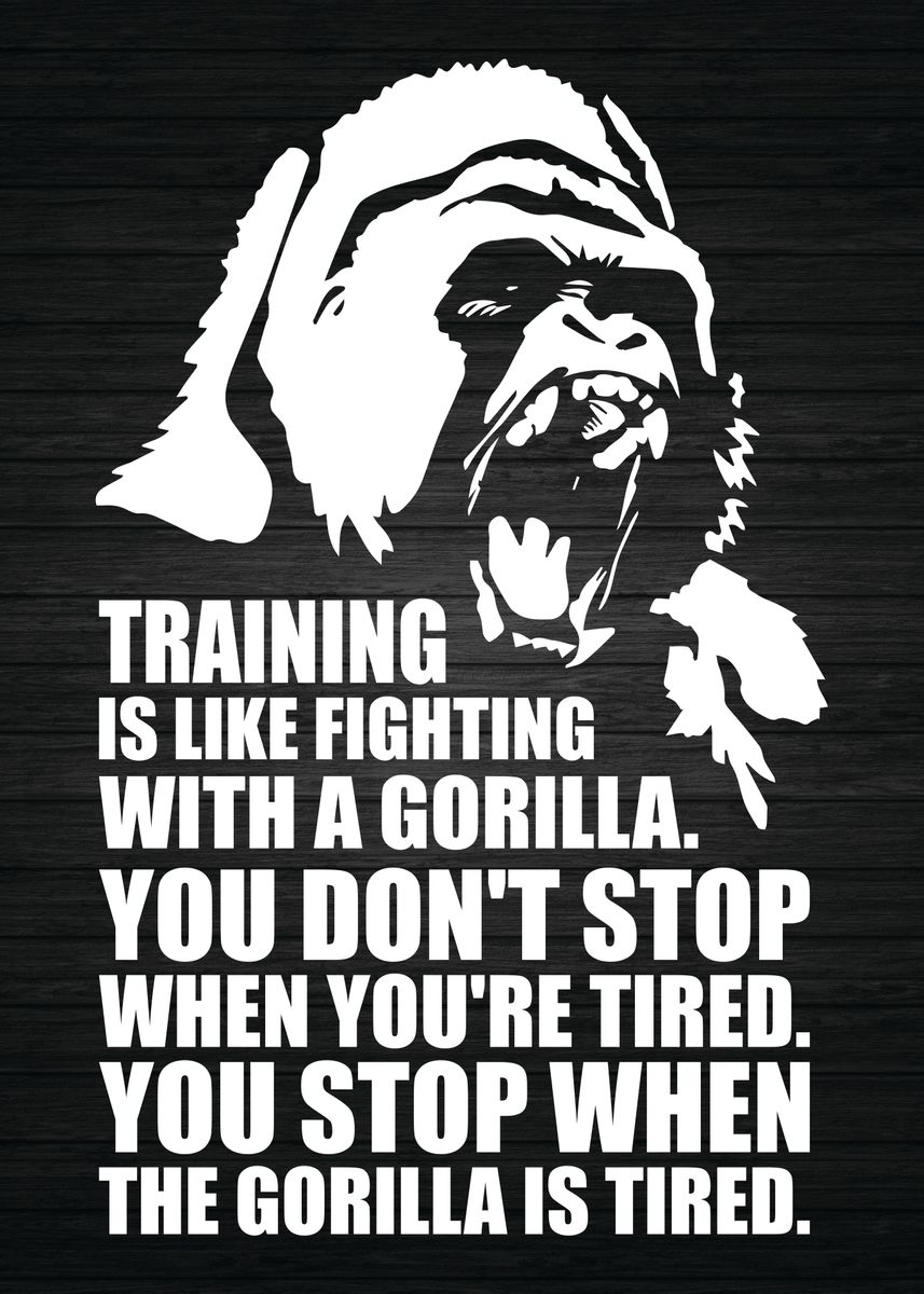 'Gorilla Fitness Motivation' Poster, picture, metal print, paint by ...