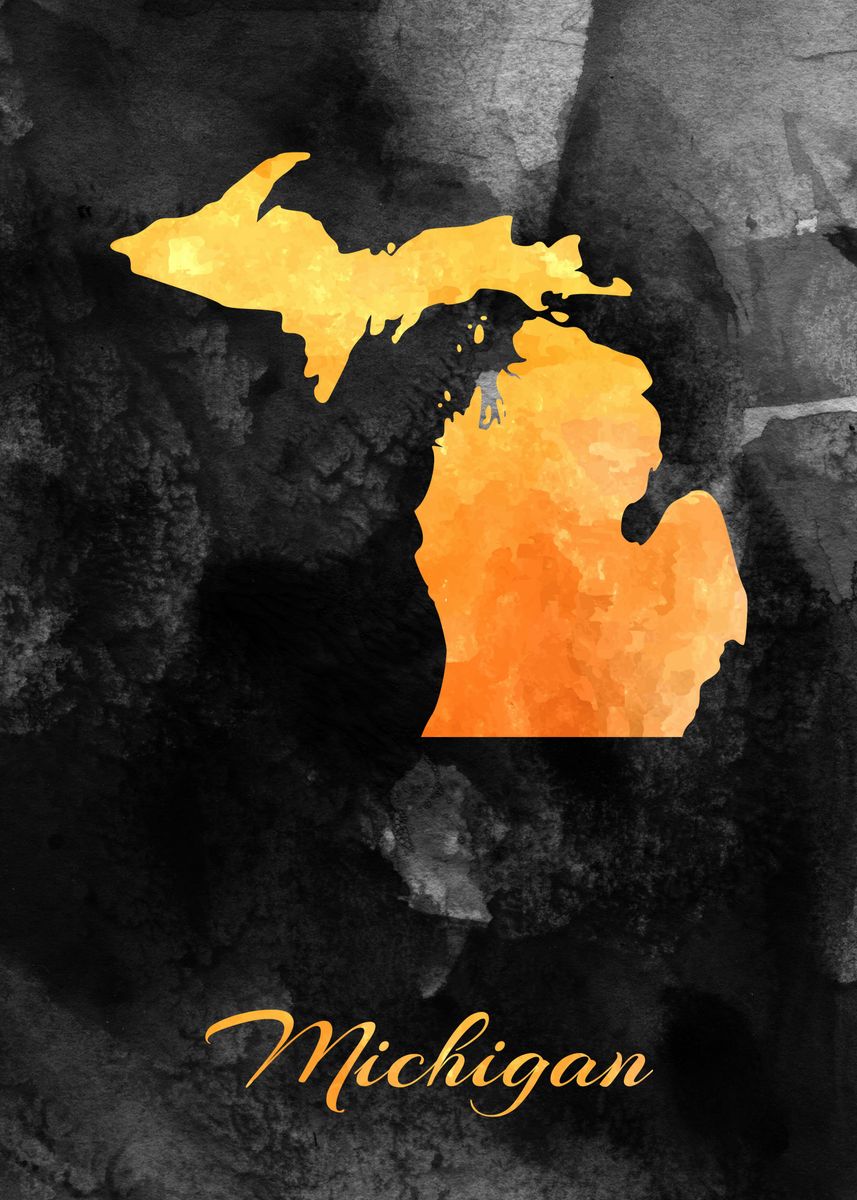 'Michigan' Poster, picture, metal print, paint by Mr Maker | Displate