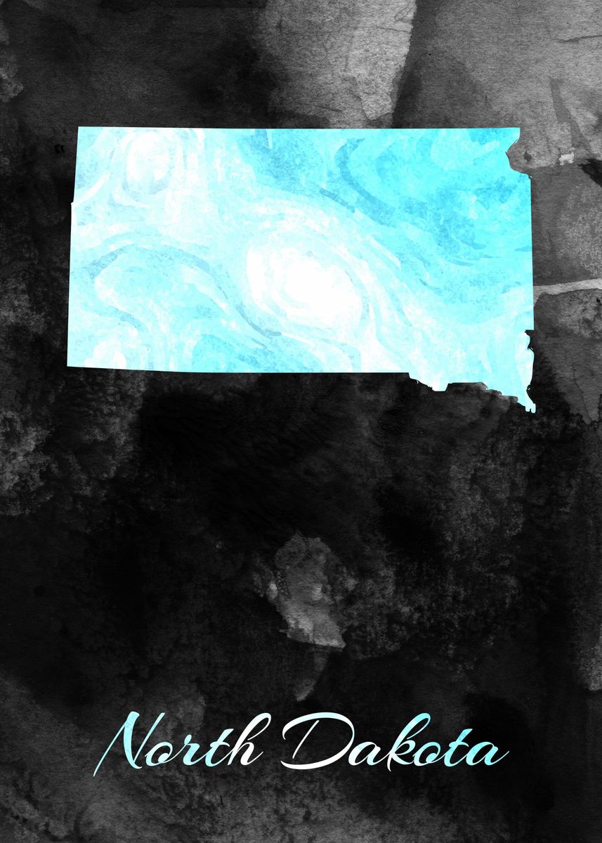 'North Dakota' Poster, picture, metal print, paint by Mr Maker | Displate