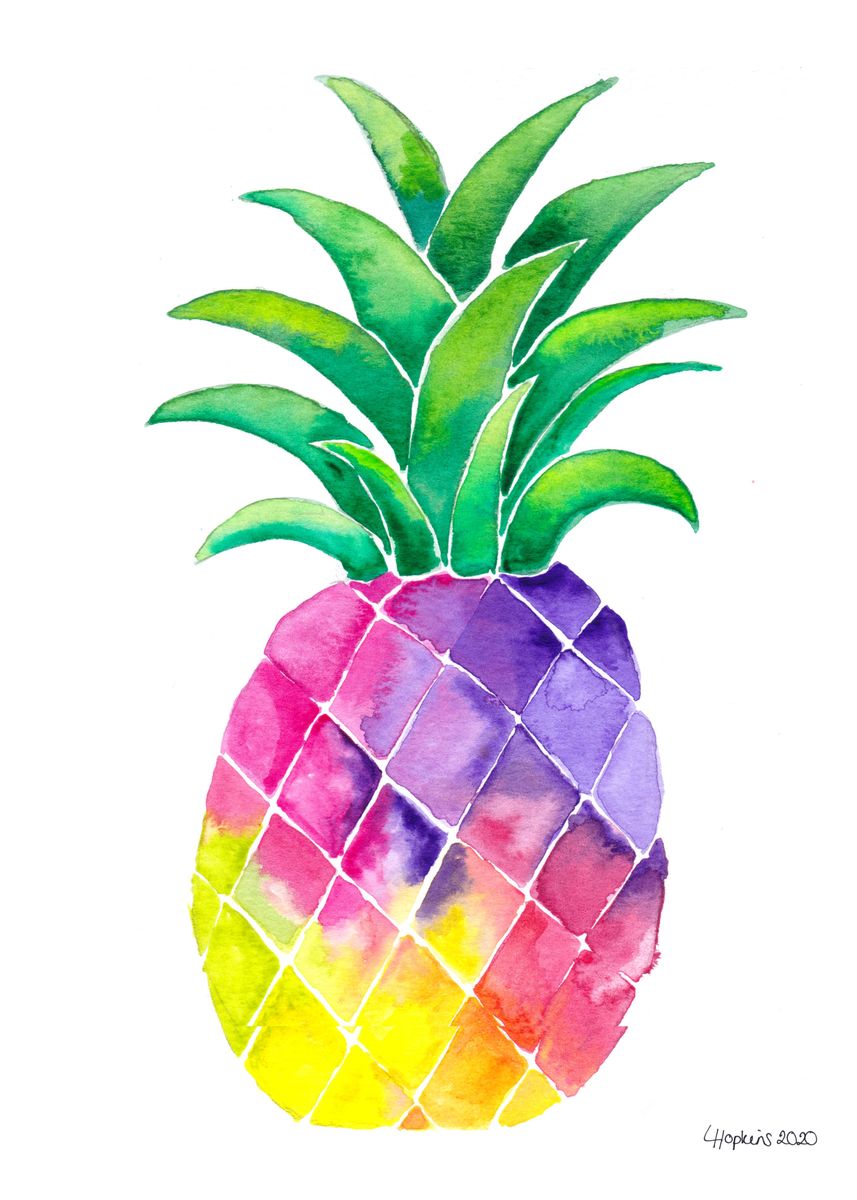 'rainbow pineapple artwork ' Poster, picture, metal print, paint by ...