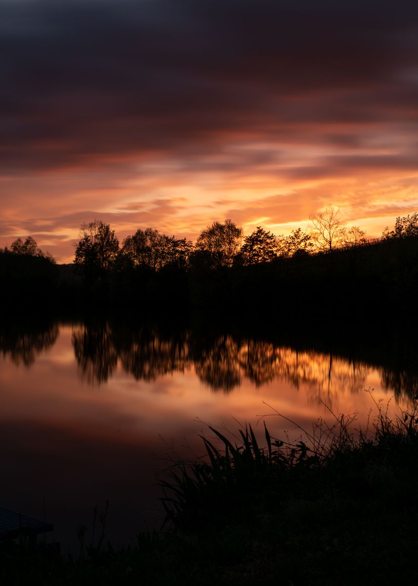 'Sundown above lake' Poster, picture, metal print, paint by Patrick ...