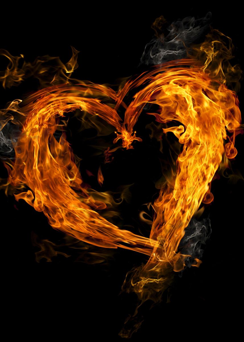 'Heart on fire' Poster, picture, metal print, paint by Devart | Displate