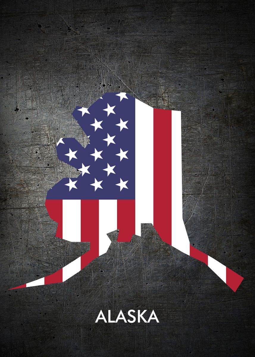 'Alaska Metal Flag' Poster, picture, metal print, paint by Atomic ...